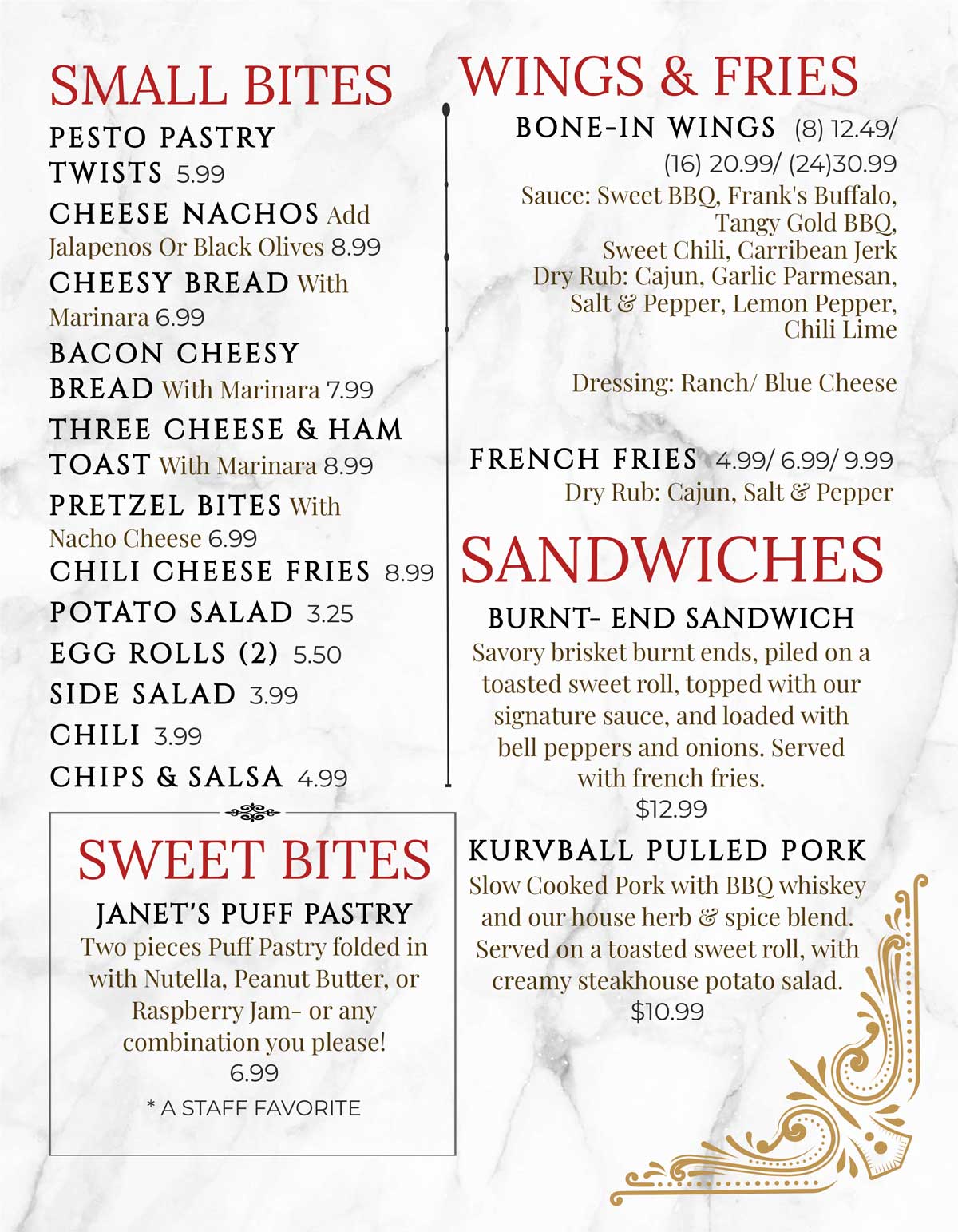 Food Menu | The 44 Lounge